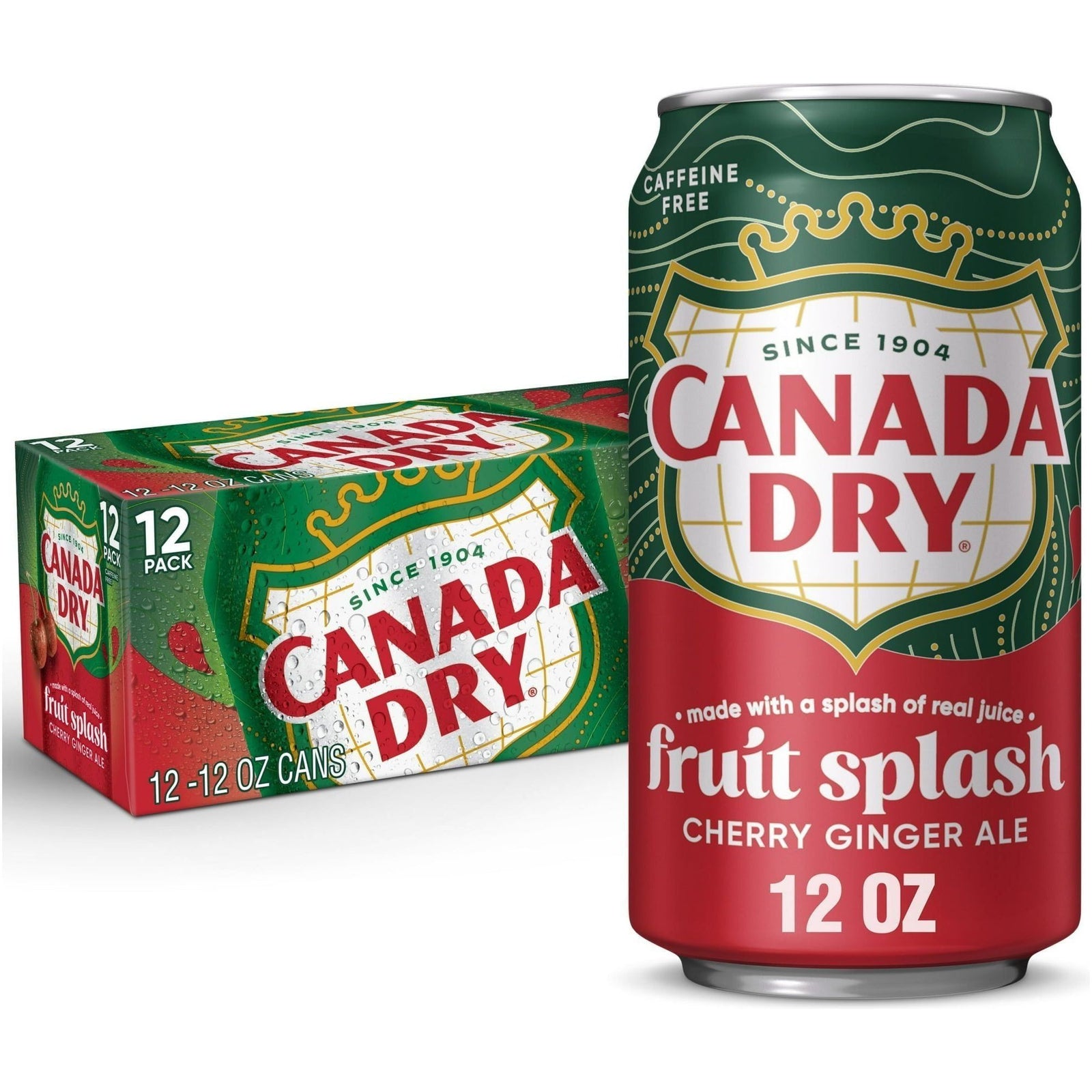 Canada Dry Cherry Ginger Ale - Caffeine Free Fruit Splash, 12 oz Cans ...